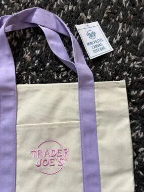 Trader Joe'S | Bags | Trader Joes Mini Pastel Canvas Tote Bag Lavender ...